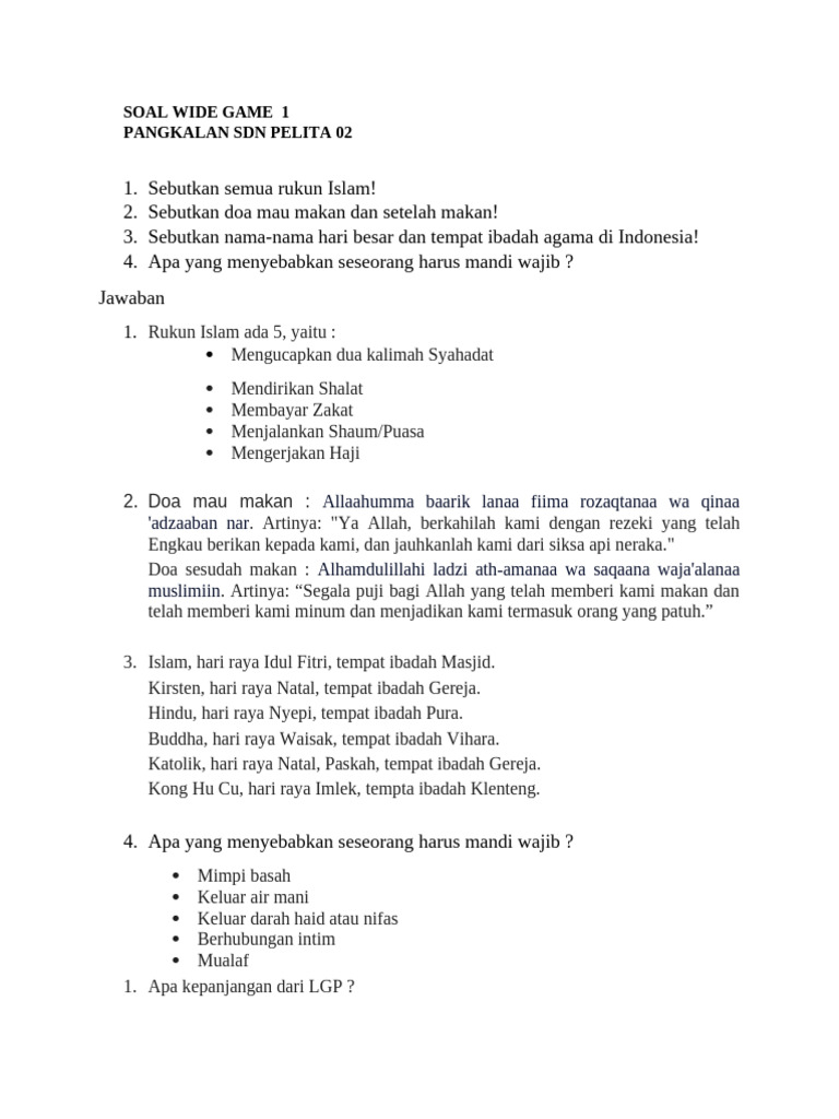 Soal Wide Game 1 | PDF