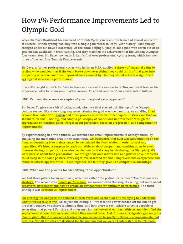 How 1% Performance Improvements Led To Olympic Gold | PDF