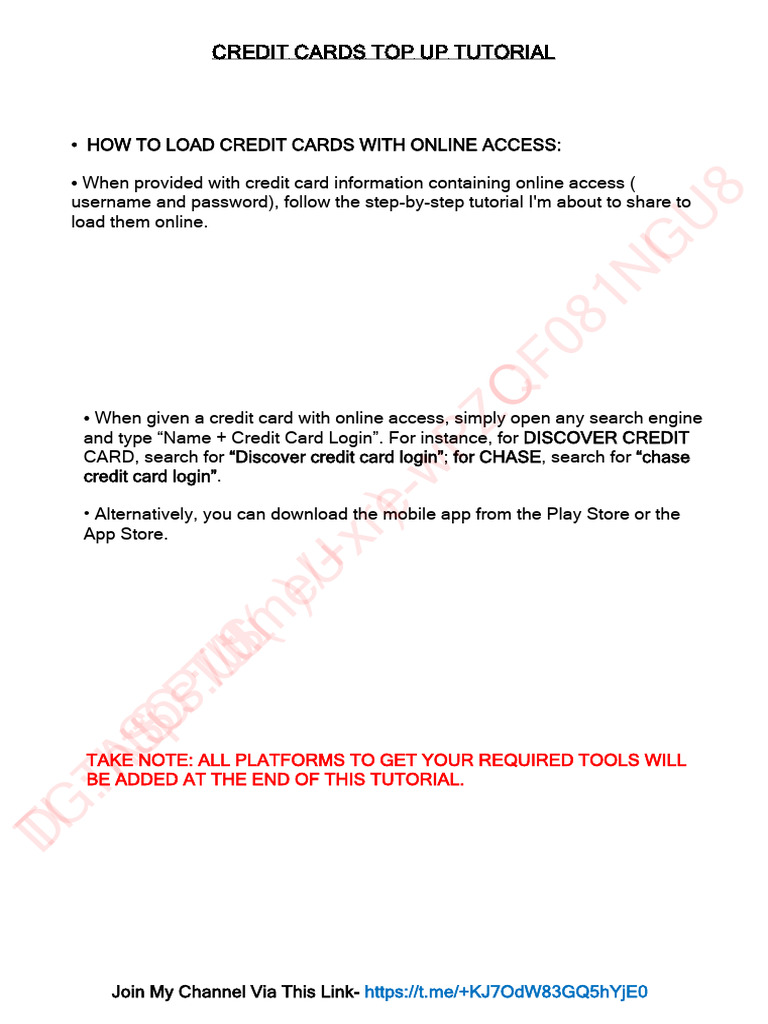 Credit Cards Topup Tutorial (I) | PDF