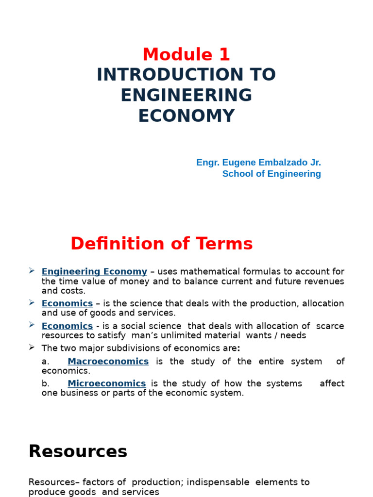 Module 1 - Introduction To Engineering Economy | PDF