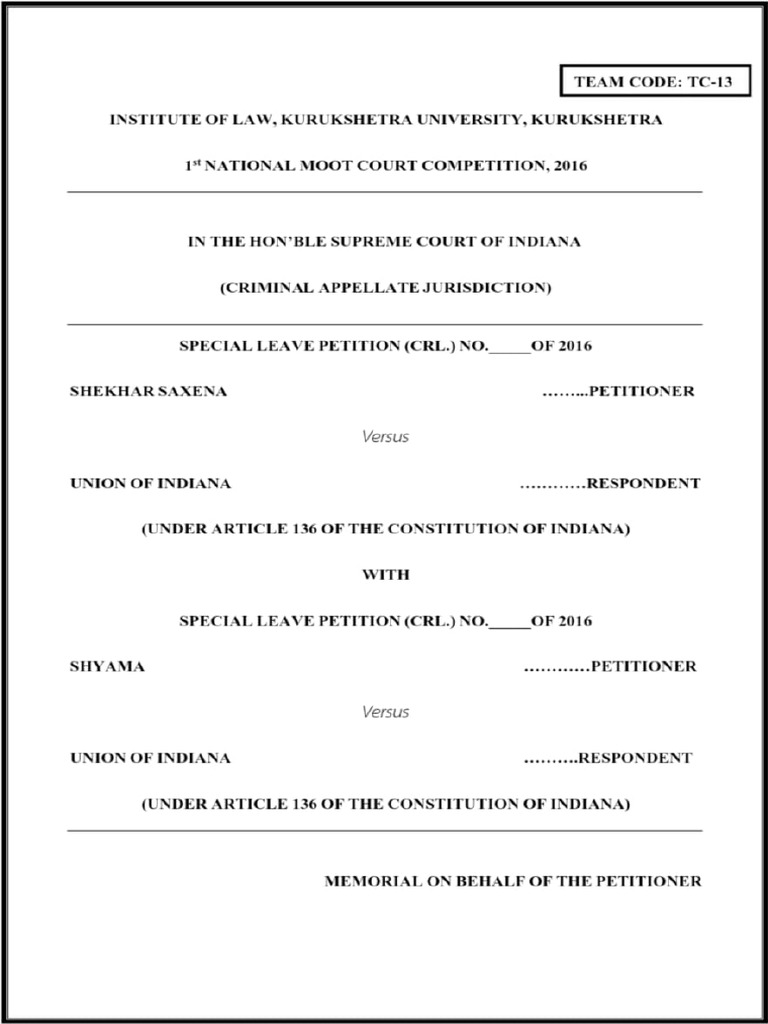 Petitioner Memorial | PDF