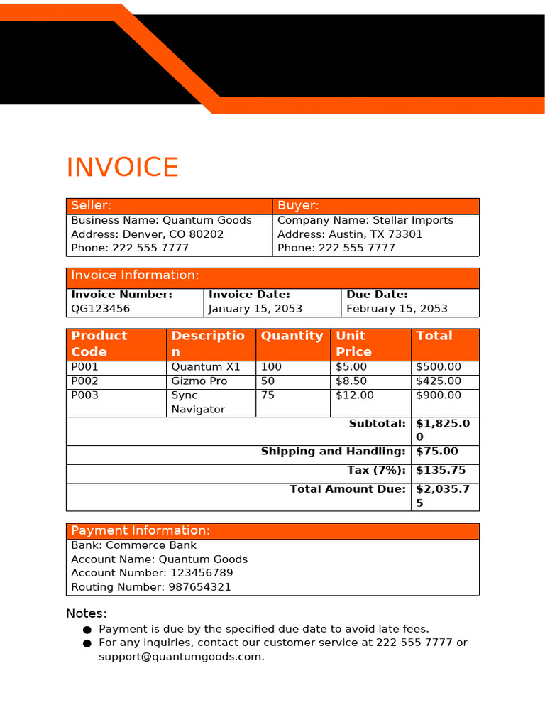 Wholesale Invoice Template | PDF