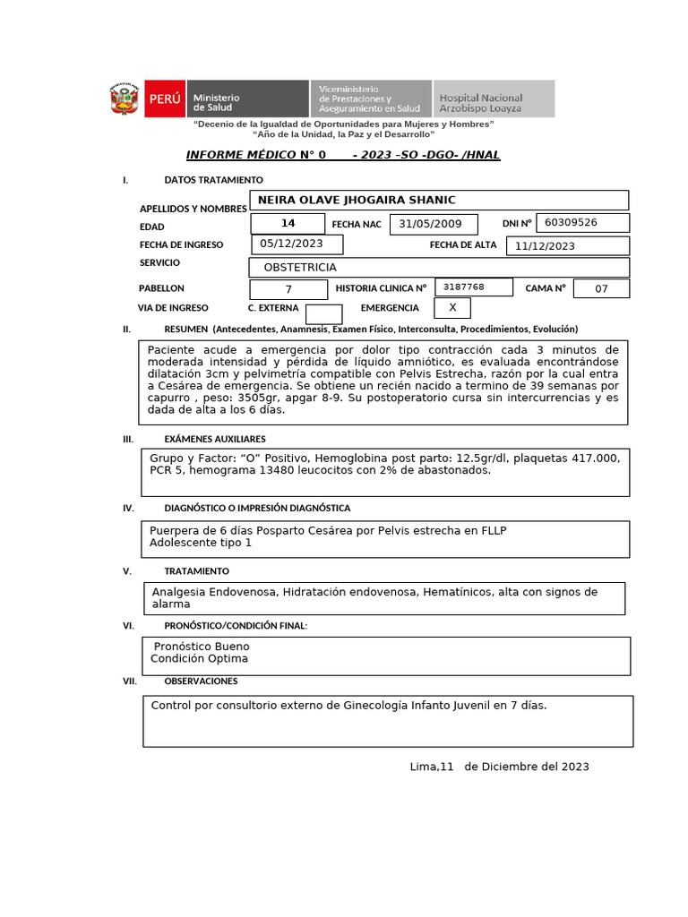 Modelo Informe Medico-1 | PDF