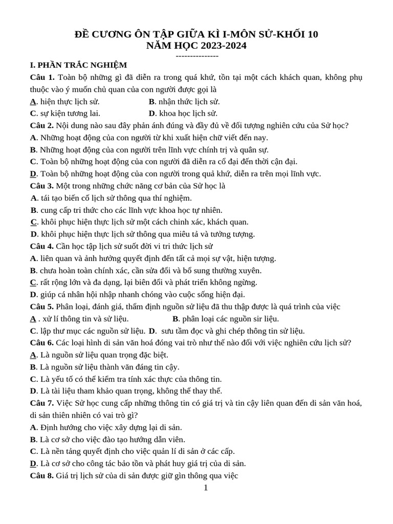 DE CUONG SU 10 GKI-XAY DUNG VIÊT XO Đã Có Đáp | PDF