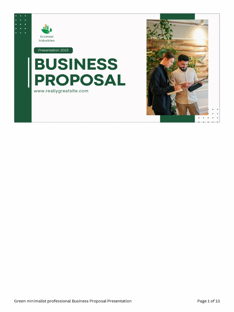 Green Minimalist Professional Business Proposal Presentation | PDF