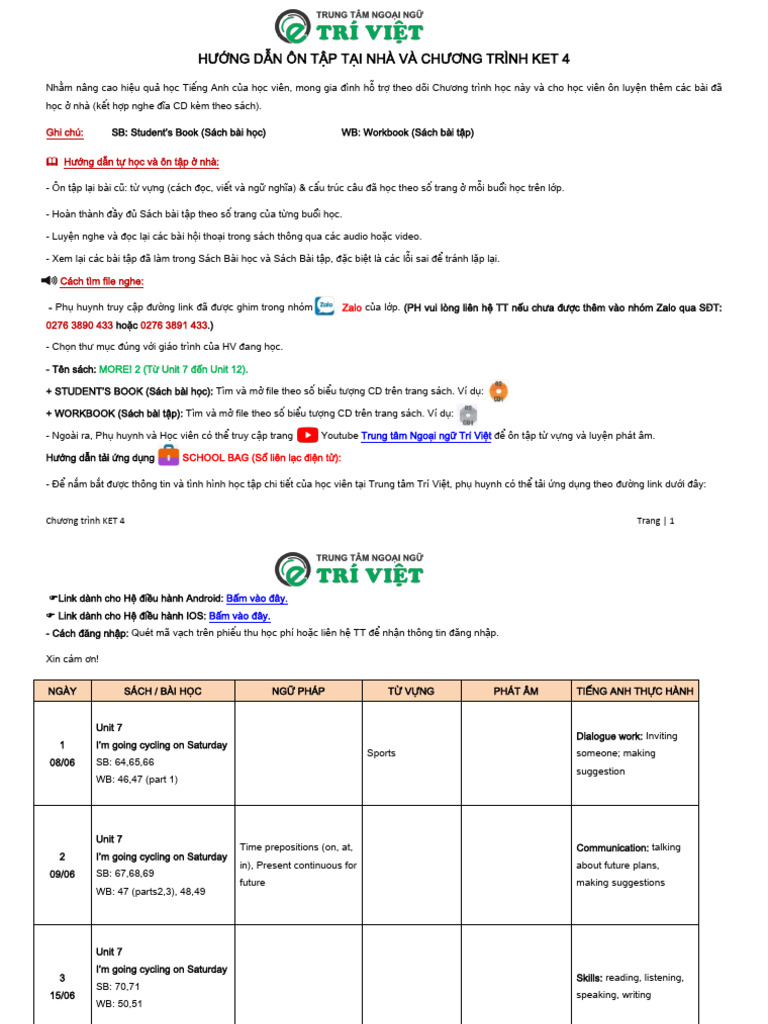 Chuong Trinh Hoc Ket 4 | PDF