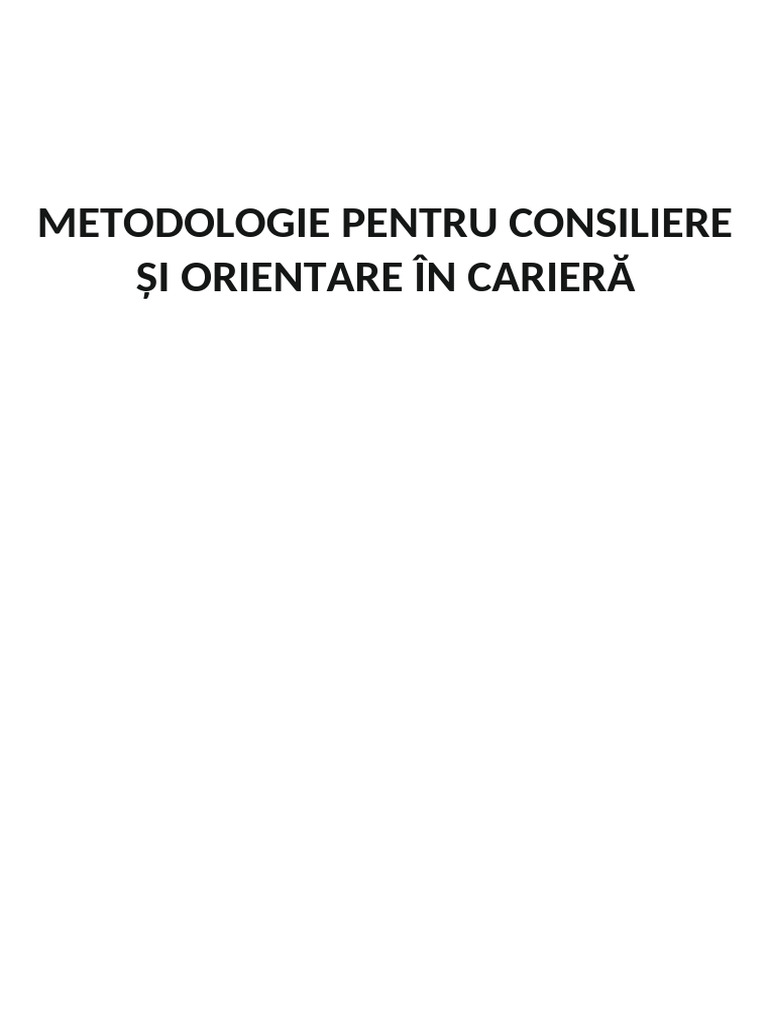 Metode Pentru Consilierea Si Orientarea in Cariera | PDF