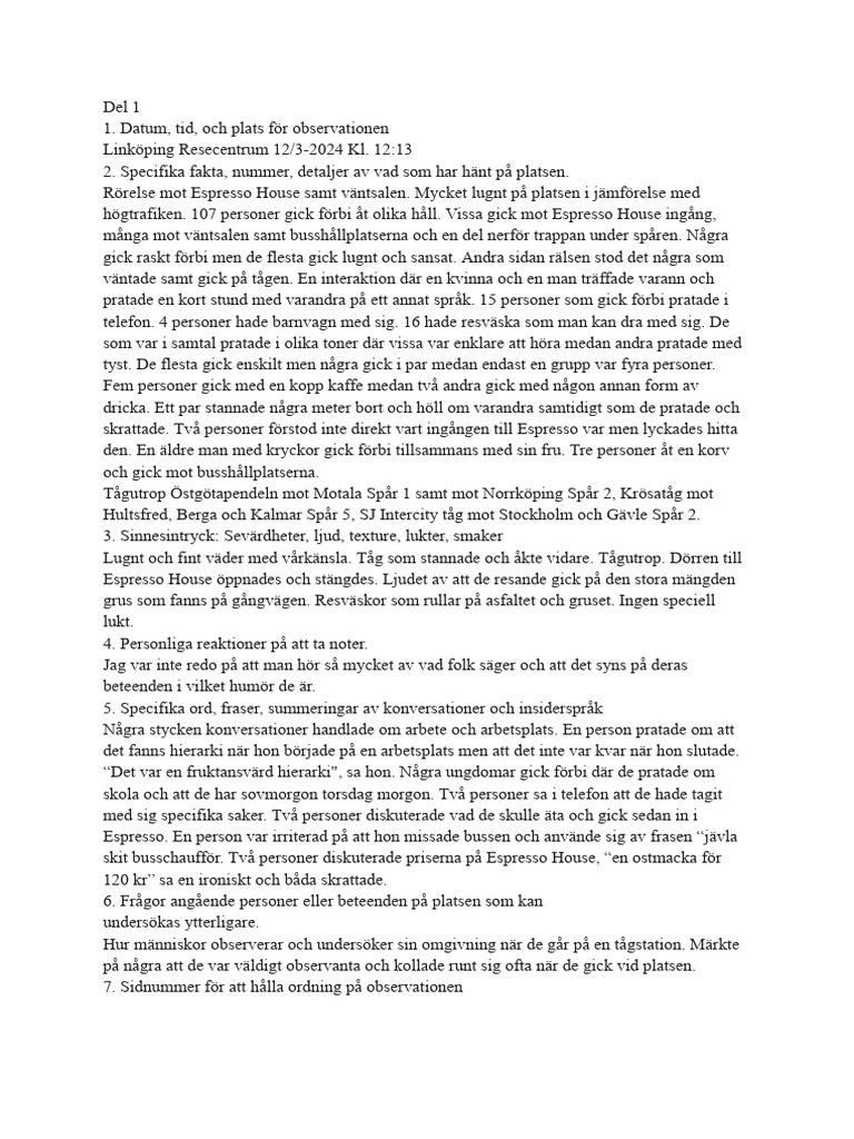 Etnografisk Observation | PDF