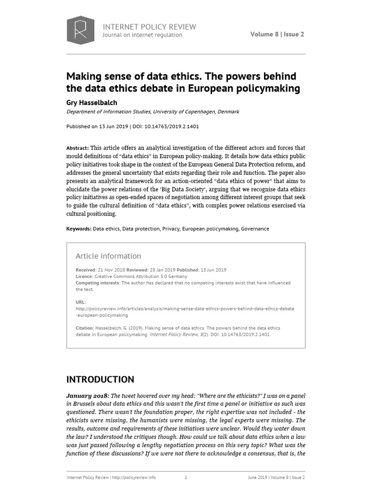 Making Sense of Data Ethics | PDF