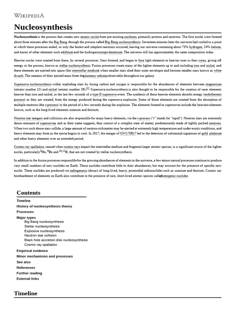 Nucleosynthesis - Wiki | PDF | Chemical Elements | Science & Mathematics