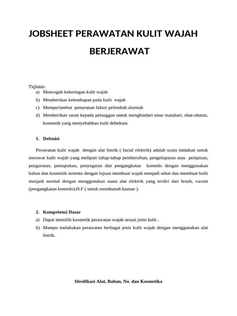 Jobsheet Kulit Wajah Berjerawat | PDF