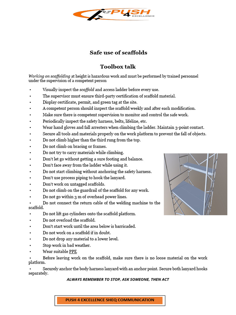 Safe Use of Scaffolds | PDF
