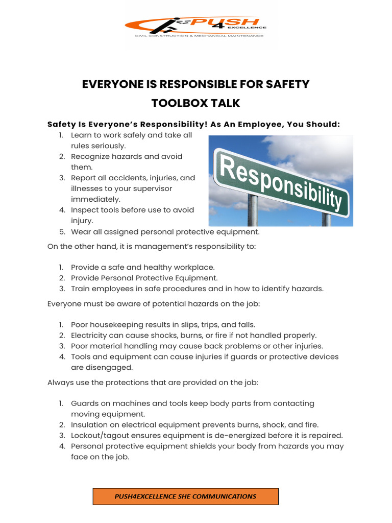 Everyone Is Responsible For Safety | PDF