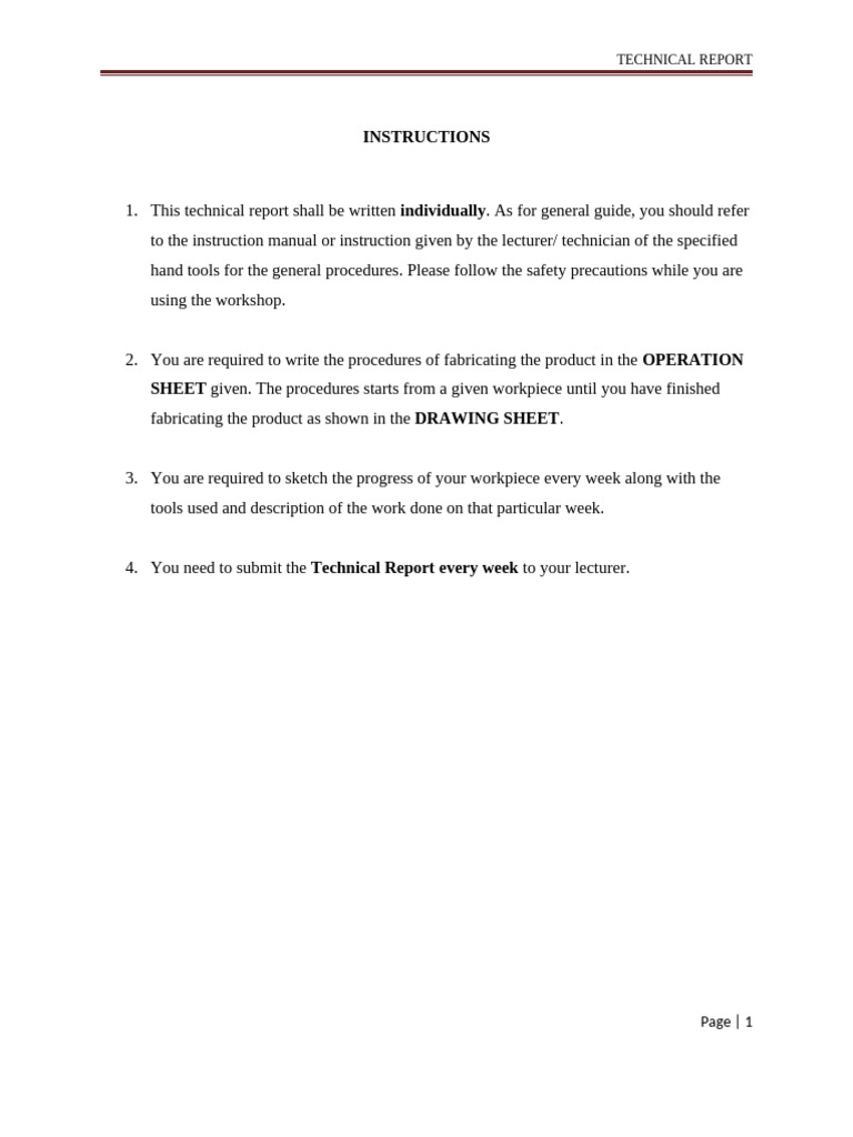 Student Technical Report 1 Format | PDF