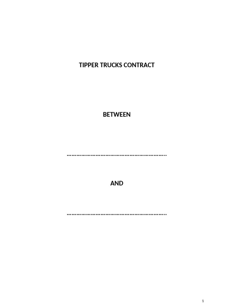 Tippers Supplier Draft Contract | PDF