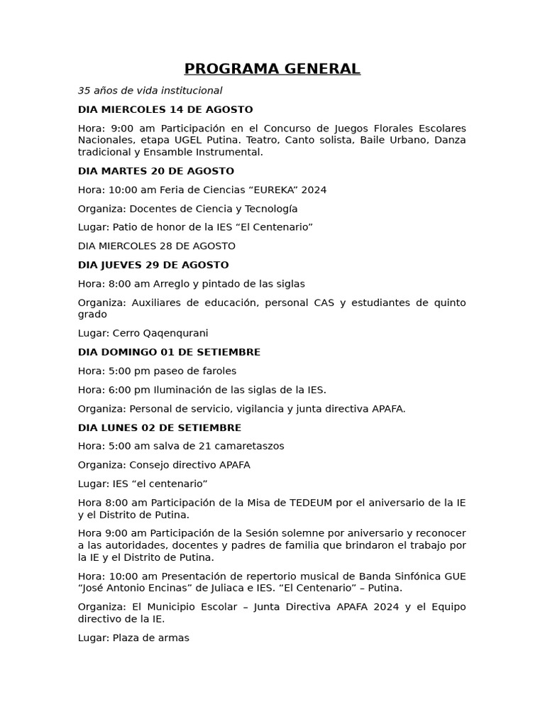 Programa General Final | PDF