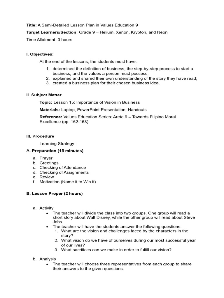 Lesson 15 Lesson Plan | PDF