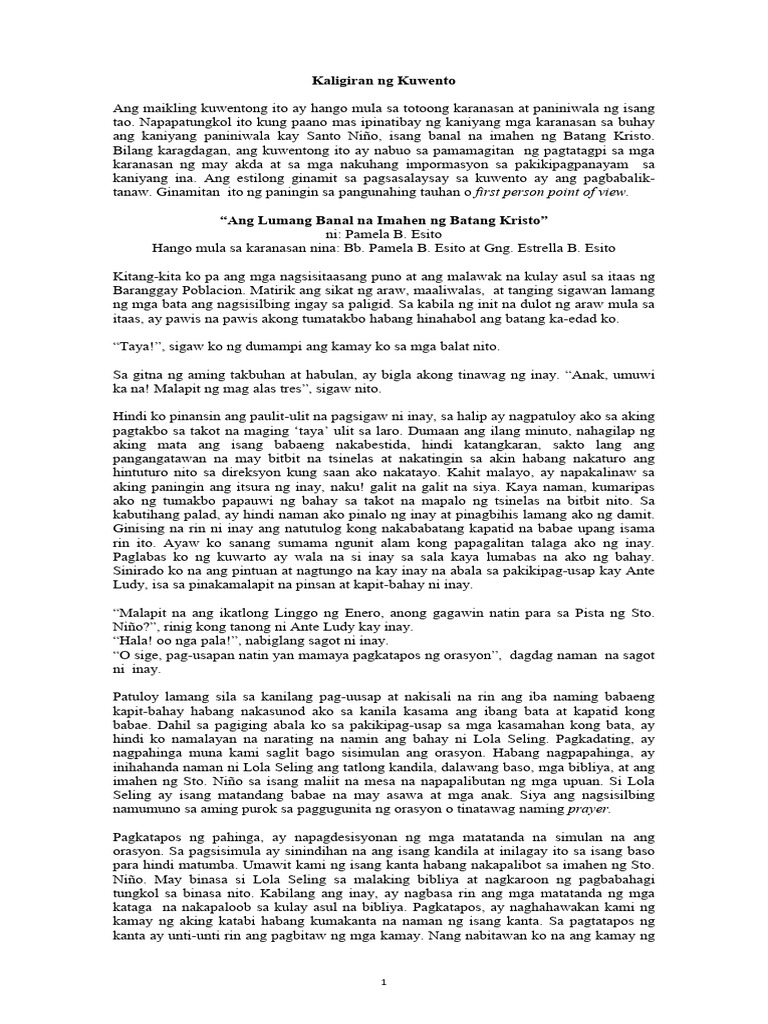 Ang Lumang Banal Na Imahen NG Batang Kristo | PDF