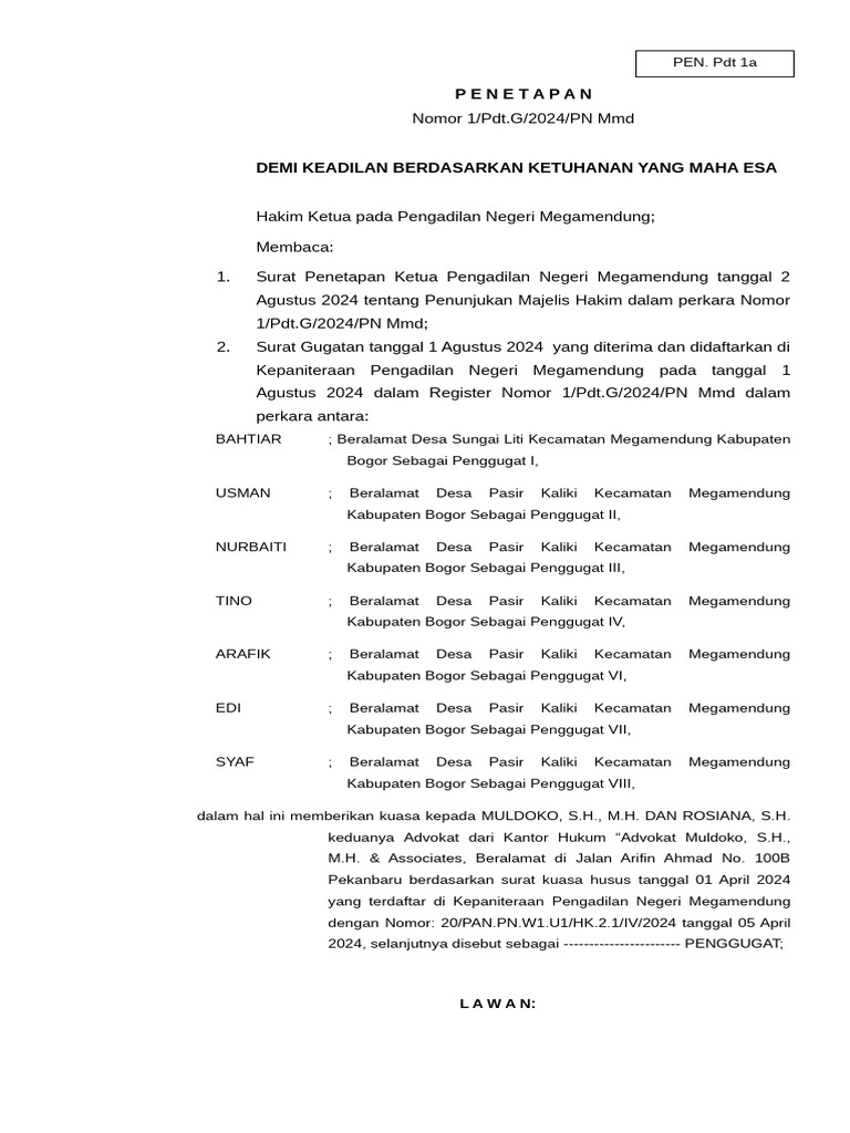 Penetapan Hari Sidang | PDF