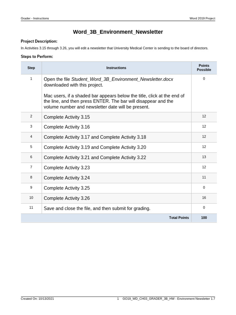 Word 3B Environment Newsletter Instructions | PDF