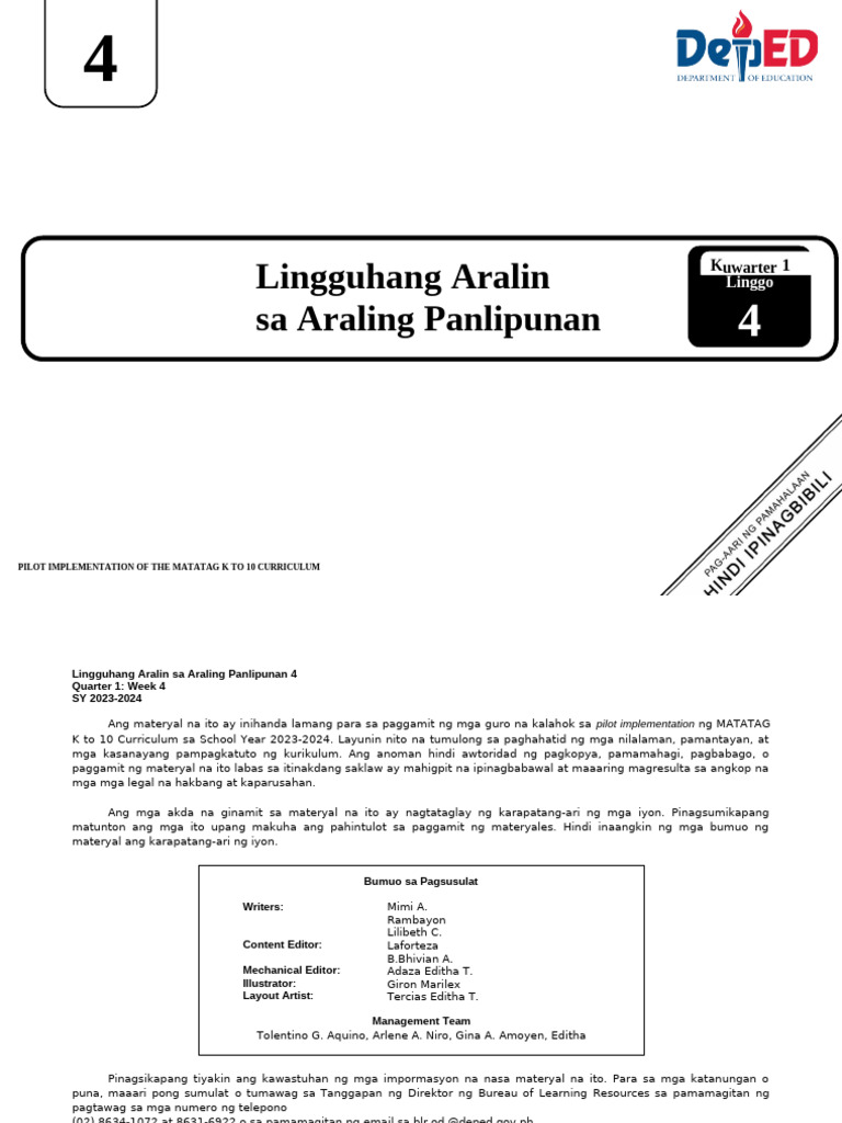 LE AralingPanlipunan-4 Q1 Week4 v.1 FINAL | PDF