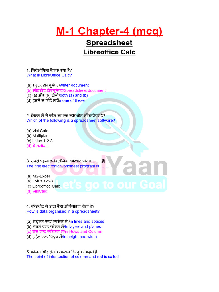 M1 Chapter 4 | PDF | Spreadsheet | Worksheet
