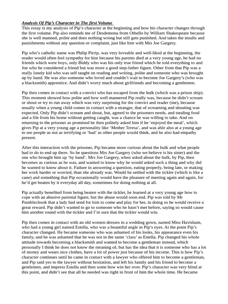 Pip's Character | PDF