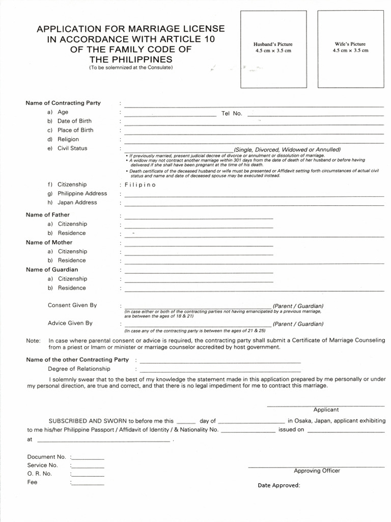 Application Form For Marriage License | PDF