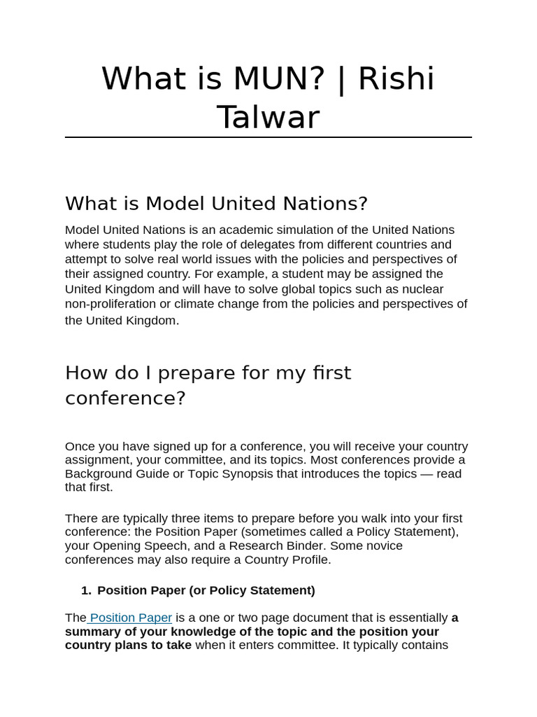 All About MUN | PDF