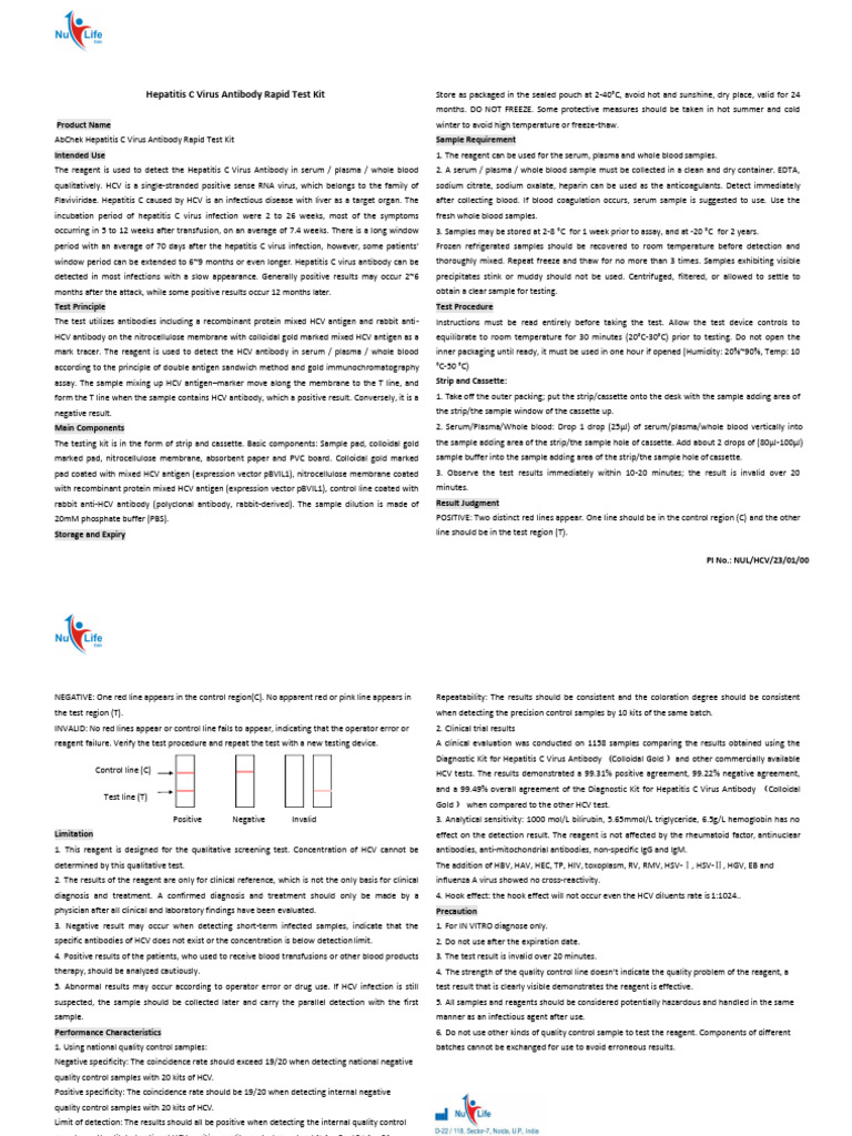 HCV Antibody Rapid Test Kit Guide | PDF | Hepatitis C | Blood Plasma