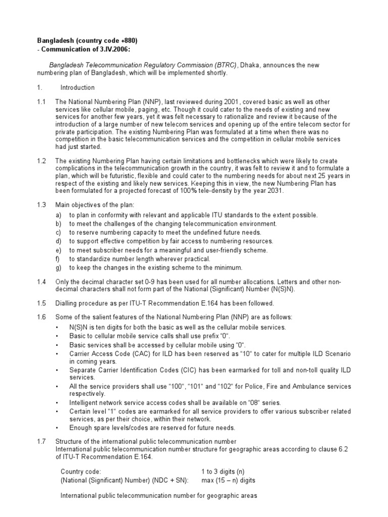 About Bangladesh BTRC Phone Code | PDF | Telecommunication | Telephone ...