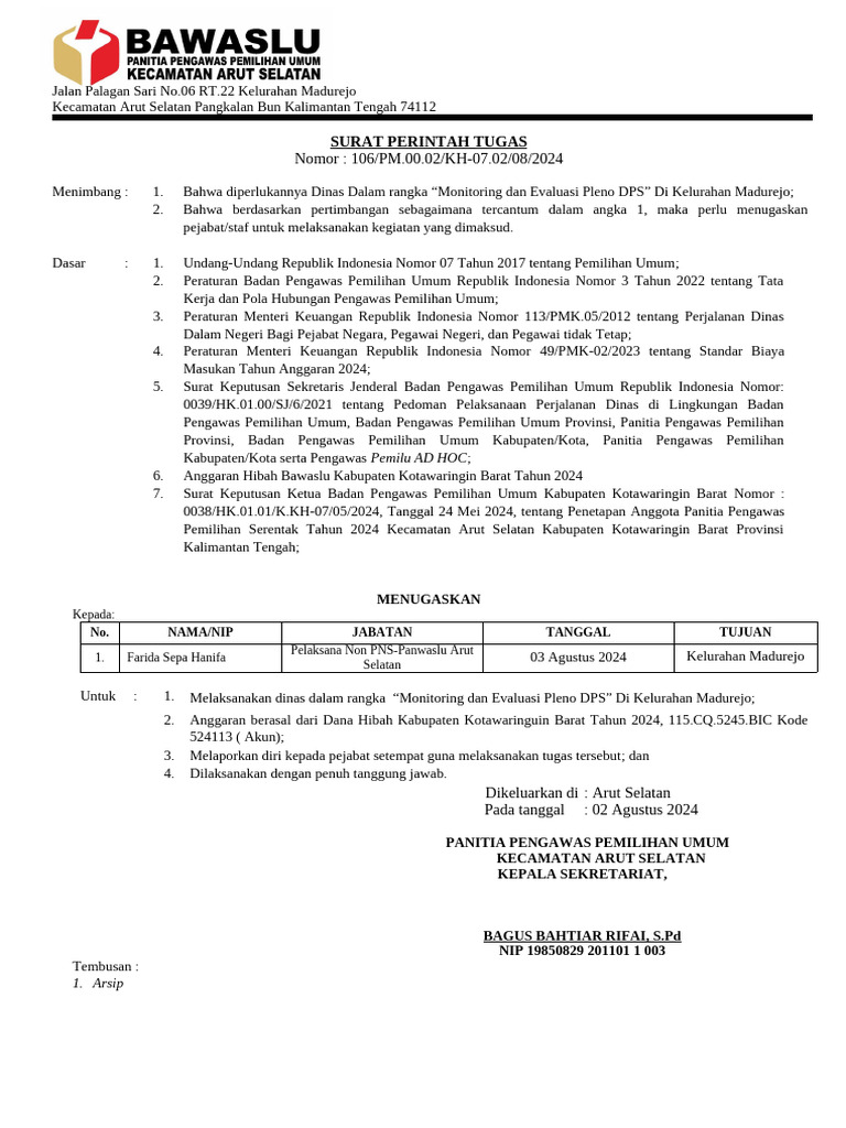 106 SPT Monev Pleno DPS 030824@ Sepa MDR | PDF