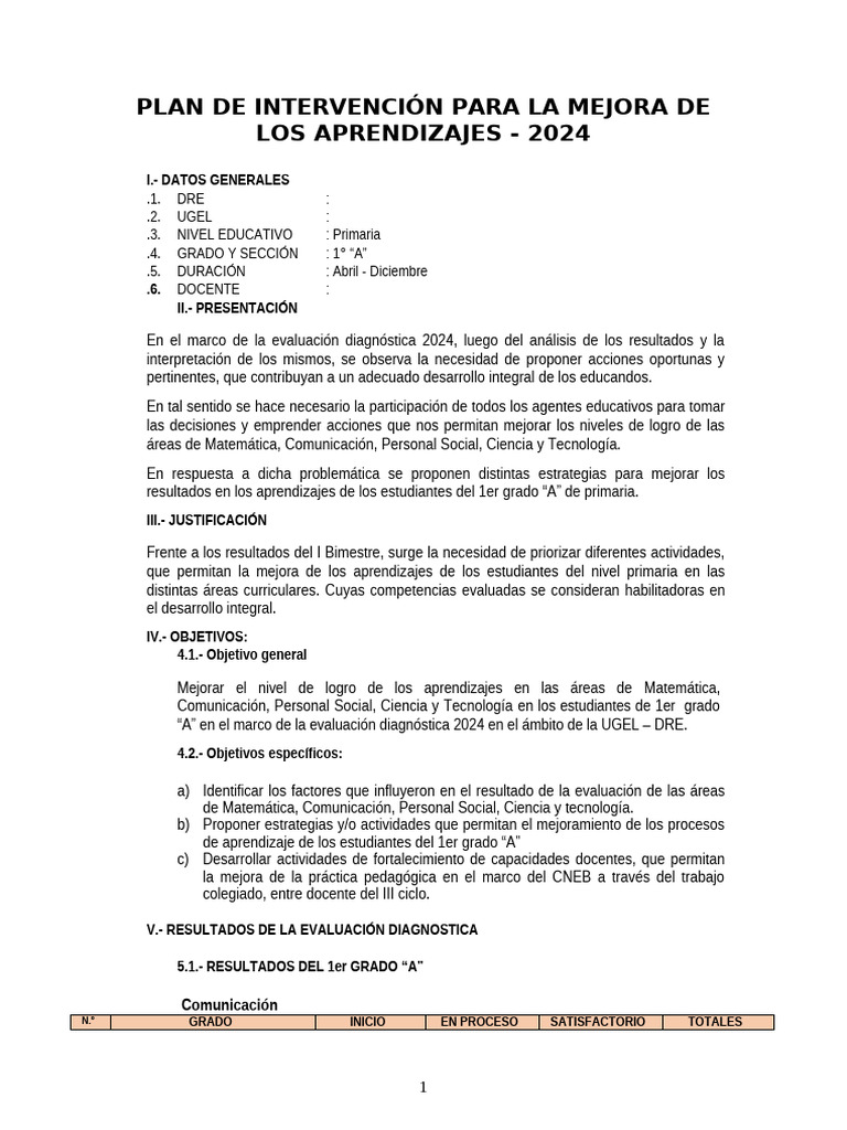 Plan de Mejora 2024 | PDF