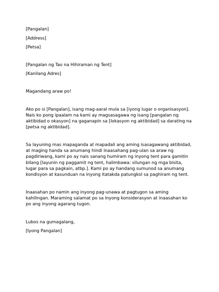 Liham For Tent | PDF