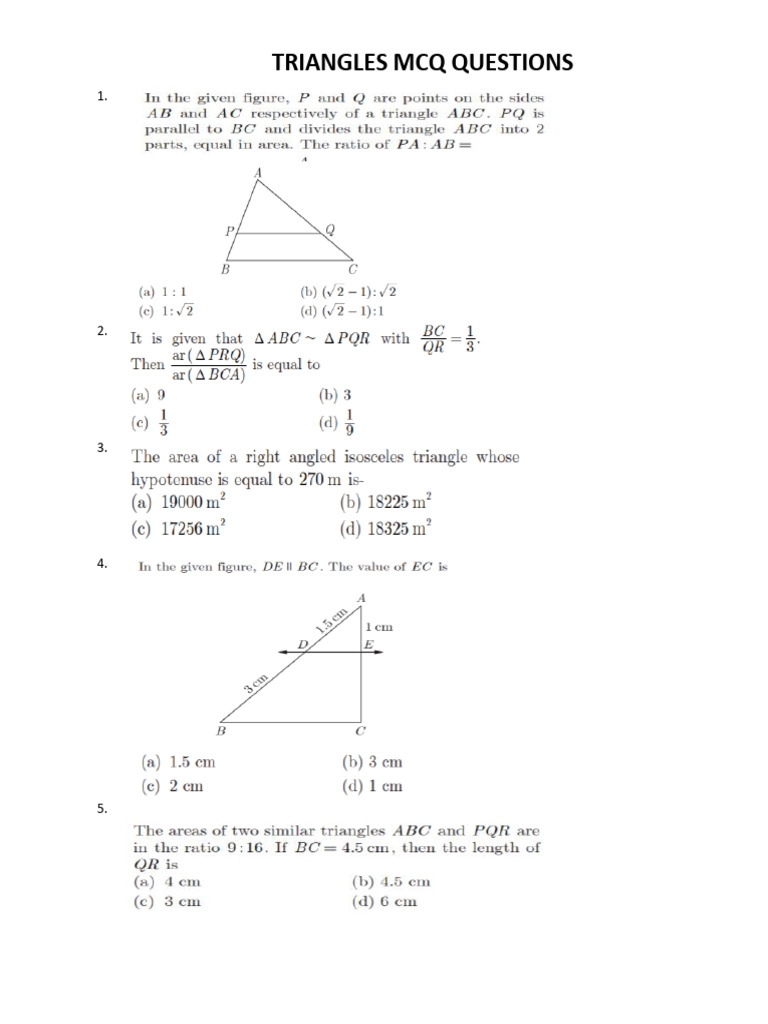 Geometry Quiz: Triangle MCQs | PDF