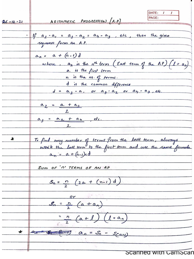 Arithmetic Progression Formula Book | PDF