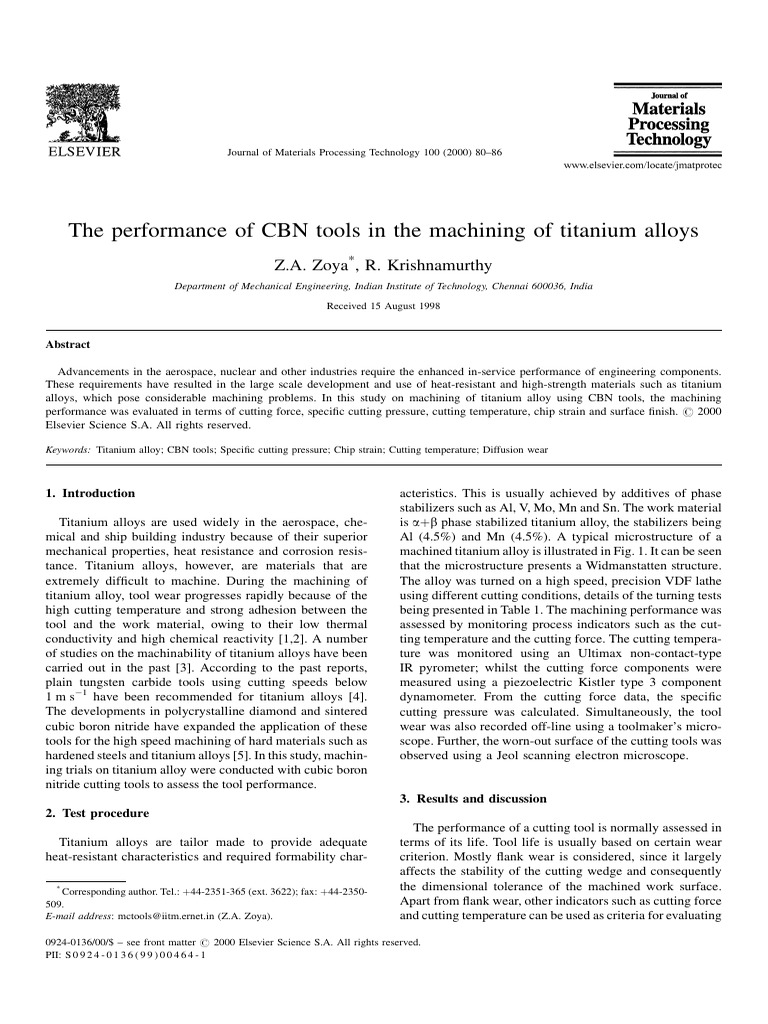 13 The Performance of CBN Tools in The Machining of Titanium | PDF