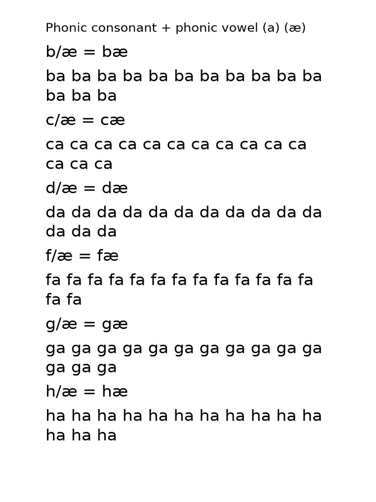 Consonant Plus Vowel A | PDF