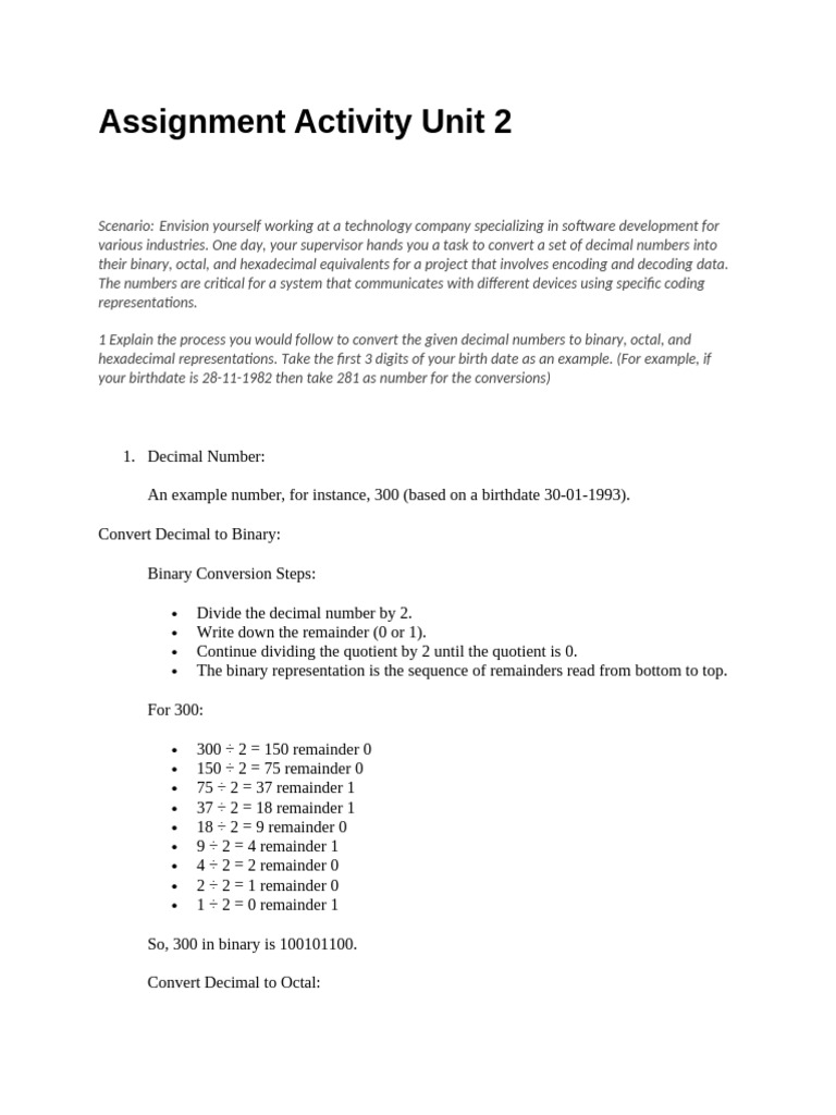 Assignment Activity Unit 2 | PDF
