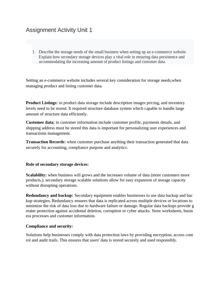 Assignment Activity Unit 1 | PDF