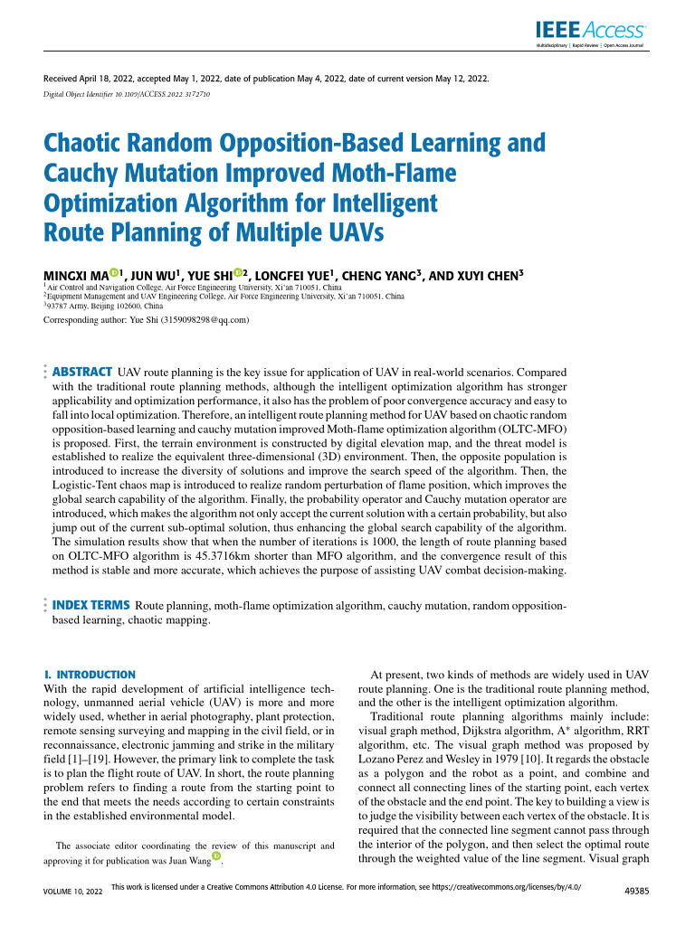 A2 Chaotic Random Opposition Based Learning And Cauchy Mutation Improved Moth 3257