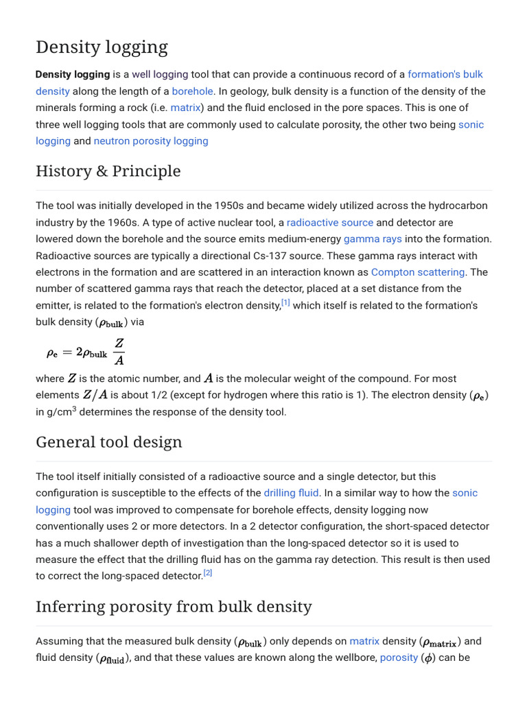 Density Logging - Wikipedia | PDF