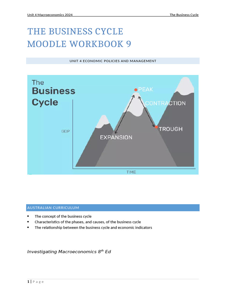 Workbook 9 2024 The Business Cycle | PDF