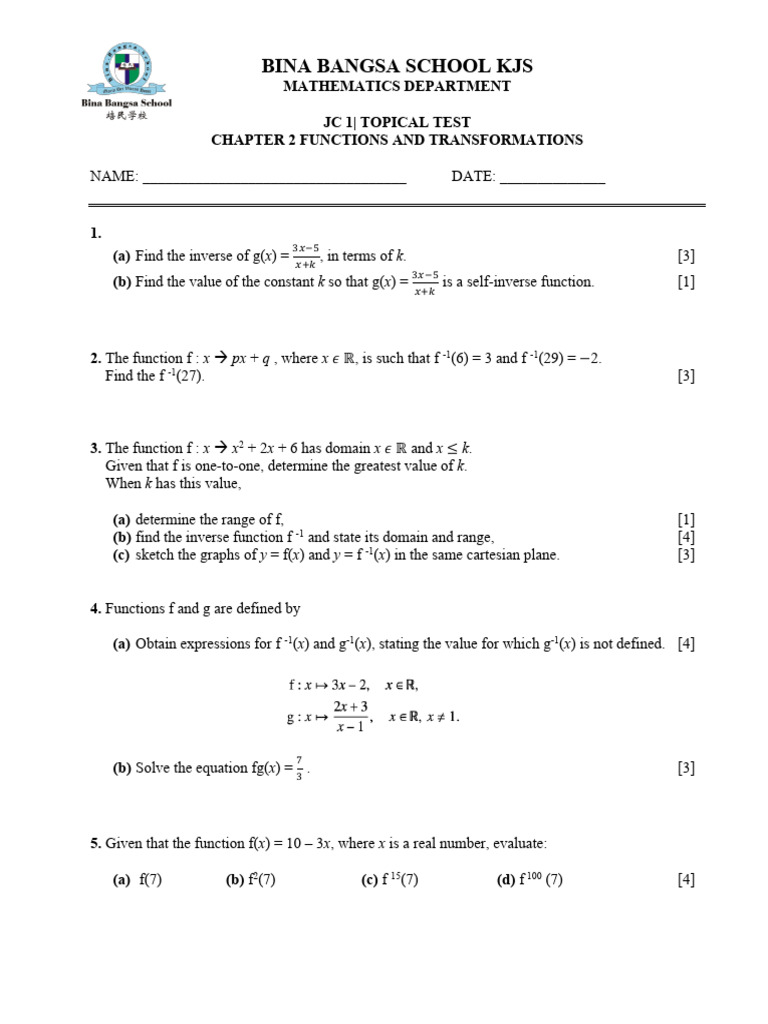 TT C2 FUNCTIONS_TRANSFORMATION | PDF