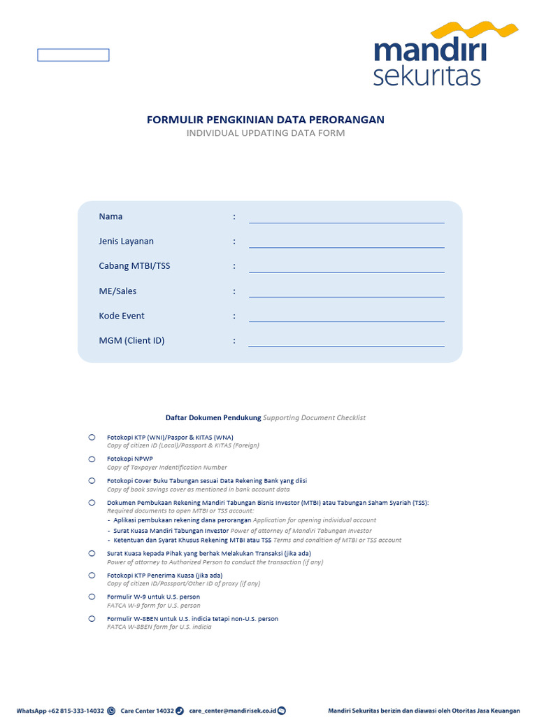Formulir Pengkinian Data Individu II-24 | PDF
