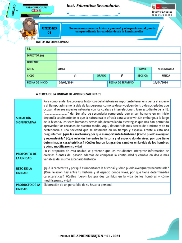 2.UNIDAD 1 de Primer Grado | PDF