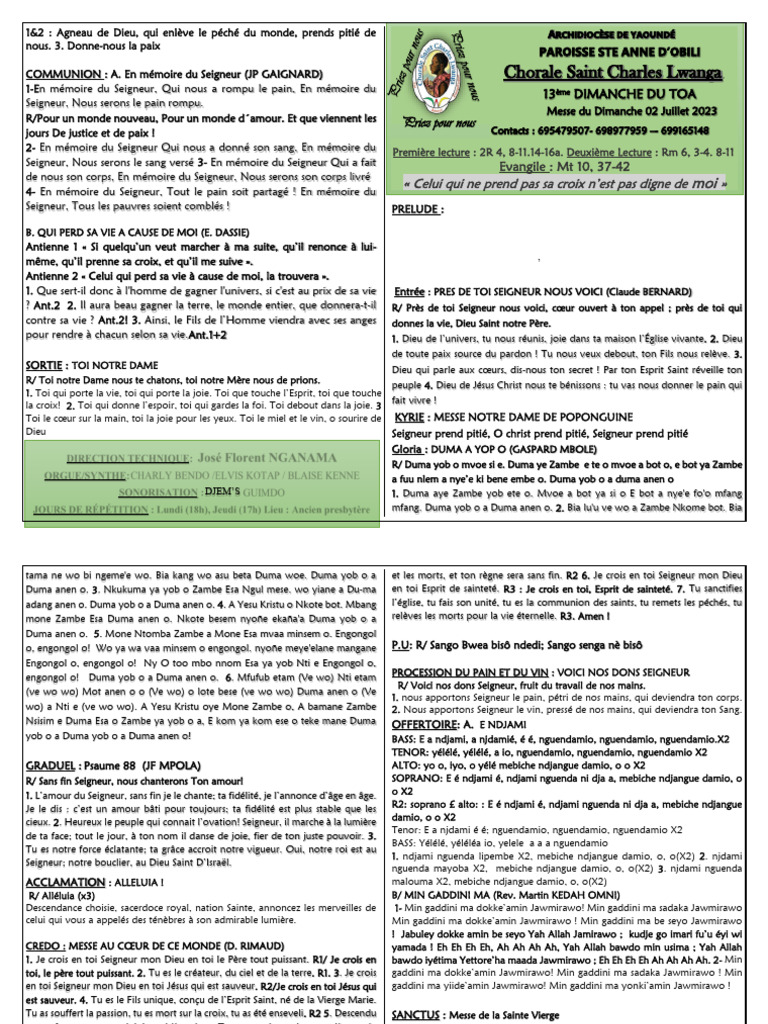 13éme Dimanche TOA | PDF