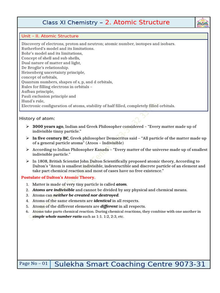 Atomic Structure | PDF