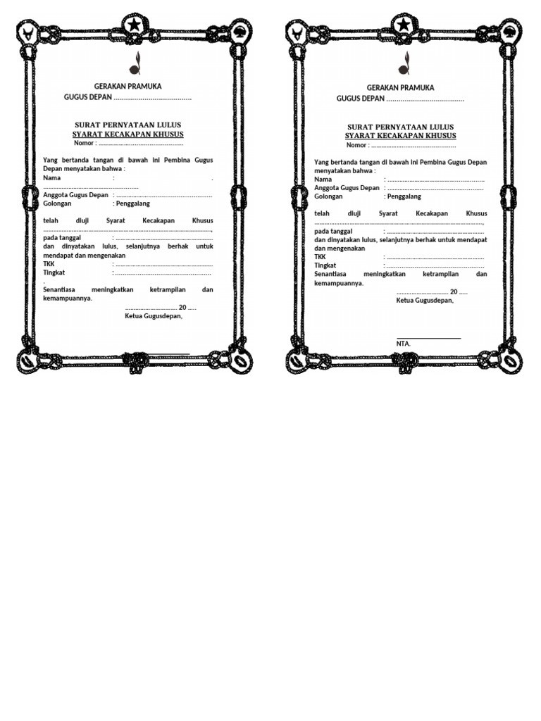 Contoh Piagam TKK G | PDF