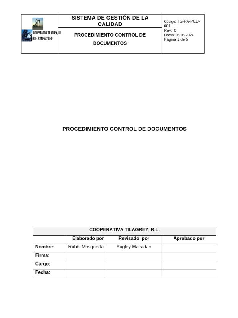 1 Procedimiento Control de Documentos. | PDF